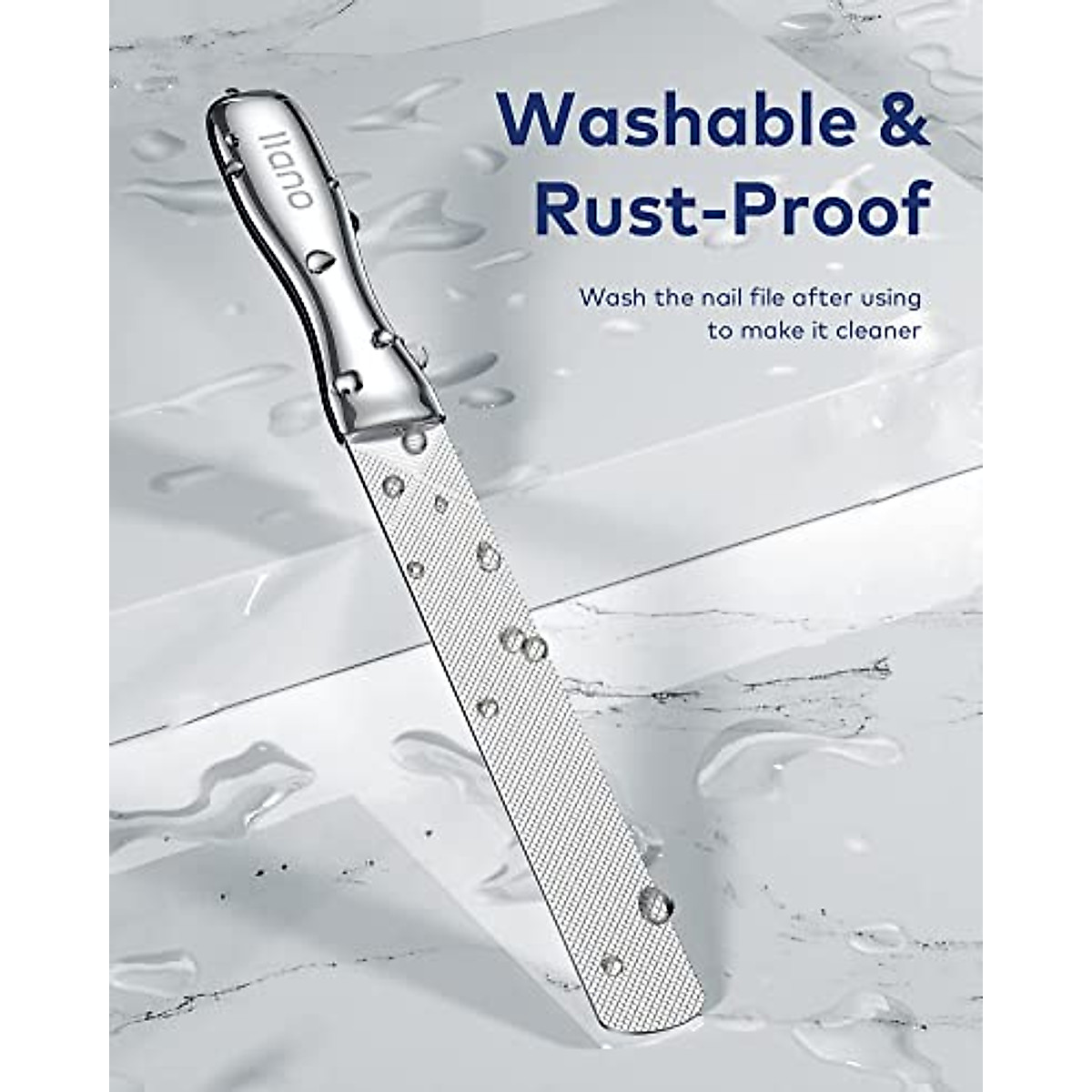 llano Metal Nail File, Stainless Steel Nail Files for Natural Nails with Leather Case, Medical Grade Double Sided Toenail Files for Thick Nails, Professional Fingernail Files for Women Men and Seniors