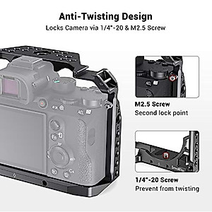 SmallRig A7RIII / A7III / A7M3 Camera Cage for Sony A7RIII / A7III / A7M3 Camera (ILCE-7RM3 / A7R Mark III), w/ Shoe Mount, Built-in NATO Rail, Accessible for Sony XLR-K2M/K1M, Black – 2087