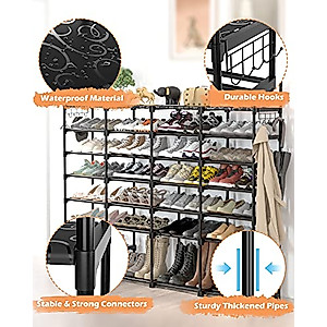 TIMEBAL 8 Tier Large Shoe Rack Organizer, 52-60 Pairs Shoe Storage, Vertical Free Standing Tall Shoe Rack for Entryway, Stackable Shoe Cabinet Shoe Rack Organizer for Closet Bedroom Hallway Garage