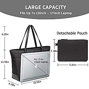 VASCHY Laptop Bag for Women, 15.6-17 Inch Lightweight Water Resistant Travel, Work,Teacher Tote Bag Luggage Strap