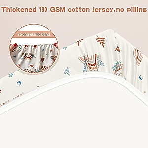 Pack and Play Sheets 2 Pack Stretchy Pack N Play Sheets with Elastic Band, Portable Mini Crib Sheets Fitted Most Standard Size Crib Mattress, Soft and Breathable Material(Rainbow and Rabbit)