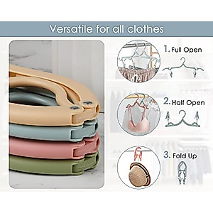 DS. DISTINCTIVE STYLE Foldable Hangers with Clips Set of 8 Travel Hangers with Clothesline for Camping