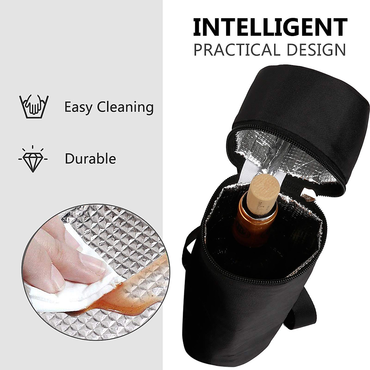 Aosbos Insulated Wine Bag Water Bottle Carrier Portable Wine Cooler Bag Padded Protection Tote Bag with Shoulder Strap for Travel Picnic Purse