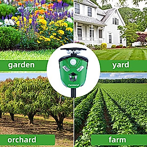 Careland 360° Solar Ultrasonic Animal Repellent with Motion Sensor Cat Dog Repellent Squirrel Raccoon Deer Deterrent Chaser Protect Farm Garden Yard Pond