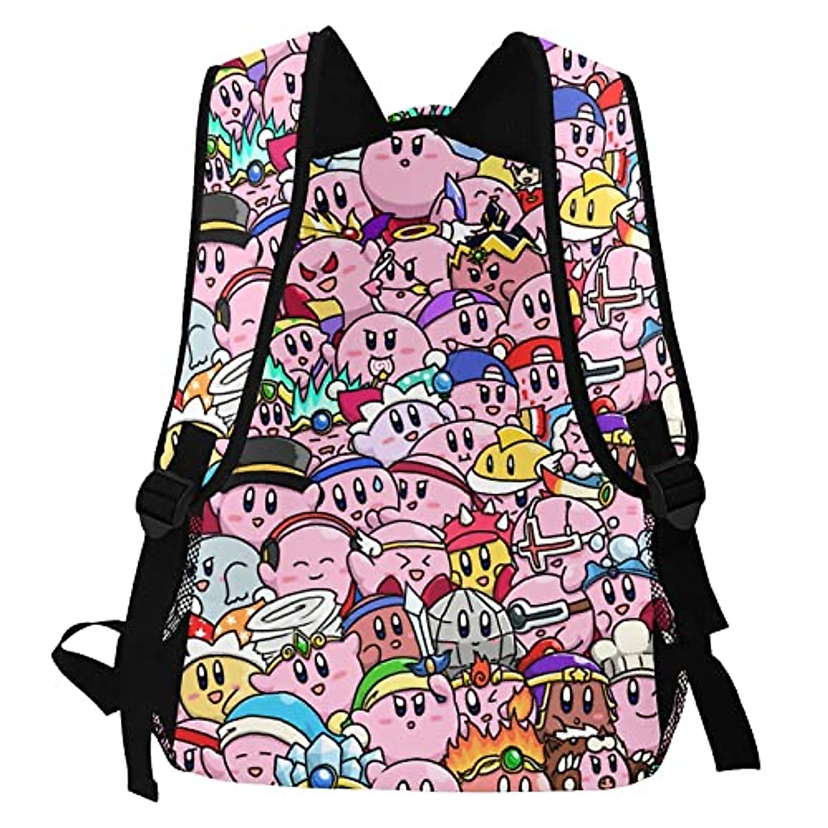 Anime Gaming Backpack For Girls Boys, Cute Cartoon All Over Printed Laptop Bag Pink, Black