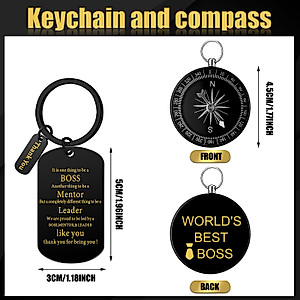 6 Pcs World's Best Boss Gifts for Men World's Best Boss Mug Set Christmas Birthday Office Gifts for Boss Include 20 oz Stainless Steel Tumbler Notebook Ballpoint Pen with Gift Box Keychain Compass