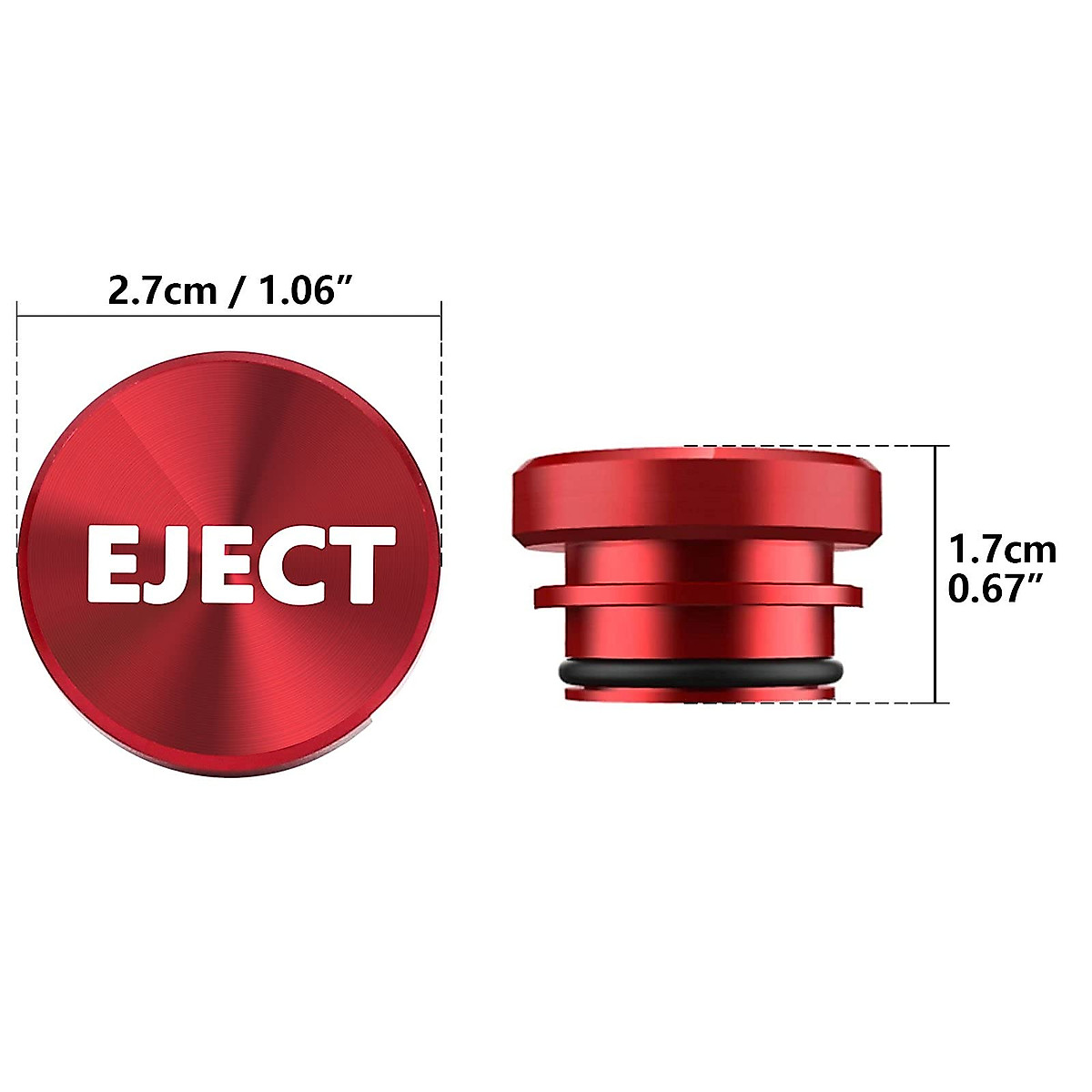 Xotic Tech Eject and FIRE Missile Cigarette Lighter Push Button Plug Replacement Cover, Aluminum Red, Fit Cars Trucks SUVs with 12V Power Source