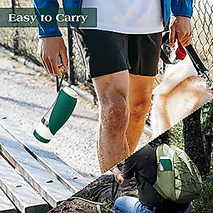 TIOVERY Upgraded Dog Water Bottle, Portable Dog Cat Puppy Pet Water Dispenser Feeder with Drinking Cup and Food Container Leak Proof for Outdoor Walking, Travel, Hiking 12OZ