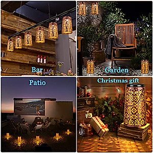 KINKAI 4 Pack Solar Powered Lanterns Outdoor Lights LED Waterproof Retro Garden Fairy Hanging Lantern for Outside Decor Patio Pathway Backyard 2 Modes Warm/Cool White