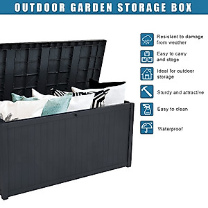 AIZIJI 113 Gallon Outdoor Deck Box Storage for Outdoor Pillows, Pool Toys, Garden Tools, Furniture and Sports Equipment | Water-Resistant