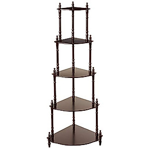 Frenchi Home Furnishing 5-Tier Corner Stand, Mahogany