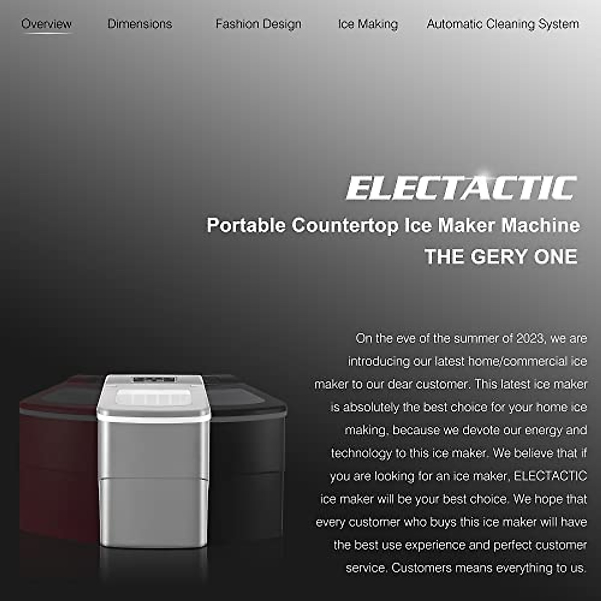 Electactic Ice Maker, Commercial Ice Machine,100Lbs/Day, Stainless Steel Ice Machine with 30 Lbs Capacity, Ideal for Restaurant, Bars, Home and Offices, Includes Scoop