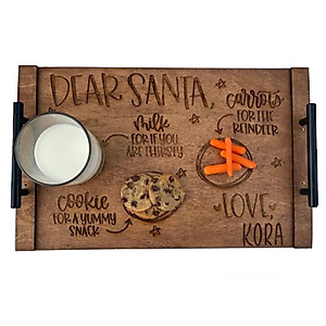 Custom Wooden Christmas Cookies and Milk for Santa Tray, Christmas Eve Treats Serving Board Platter for Reindeer, Kids Gift Snacks Bamboo Color Printed Plate mat for Santa