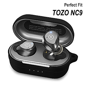 Geiomoo Silicone Carrying Case Compatible with TOZO NC9, Portable Scratch Shock Resistant Cover with Carabiner (Black)