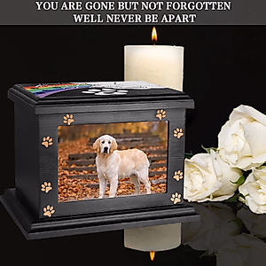 Large Wooden Funeral Pets Memorial Urns with Photo Frame, Ashes Keepsake Memory Box for Loss Pets, Casket Burial Urn