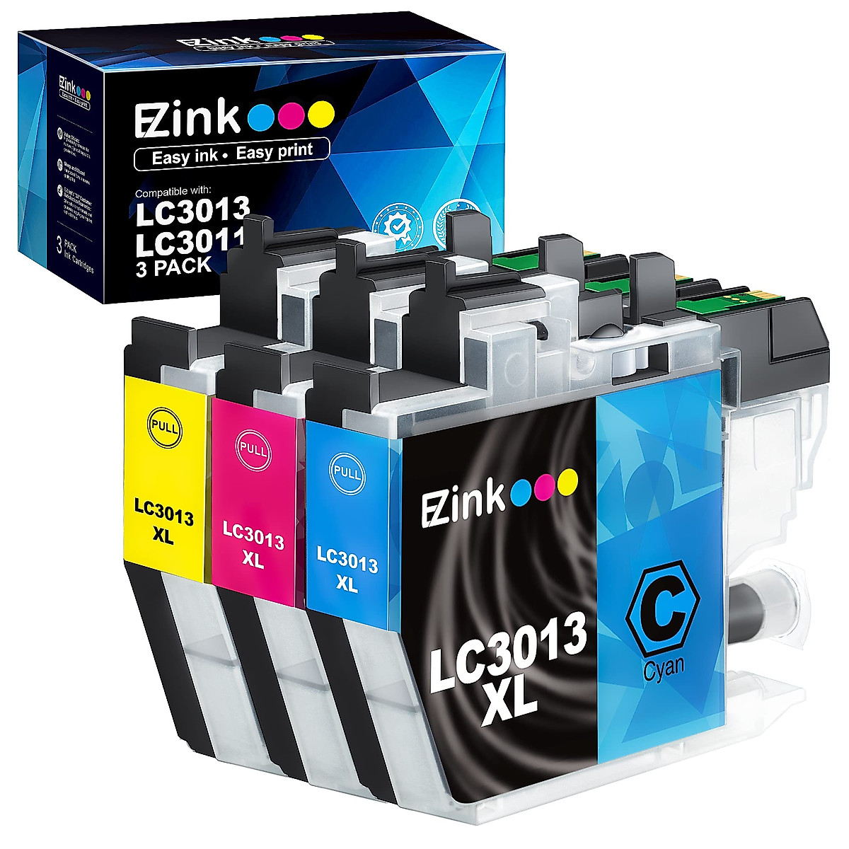E-Z Ink (TM) Compatible Ink Cartridge Replacement for Brother LC3013 LC3011 LC 3013 for use with Brother MFC-J491DW MFC-J497DW MFC-J690DW MFC-J895DW Printer (1 Cyan, 1 Magenta, 1 Yellow, 3 Pack)
