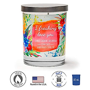 I Freaking Love You – Candle Gifts for Women, Relaxing Gifts for Women, Mother’s Day, Relaxing Candle for Friend, Best Friend, Friendship Gifts for Women, Lemon, Jasmine, Rosewood Scented Candle