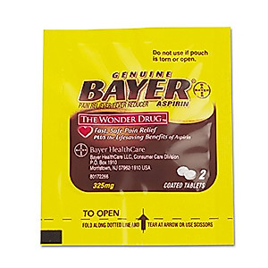 Bayer BXBG50 Aspirin Tablets, Two-Pack, 50 Packs/Box
