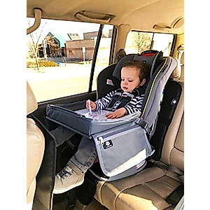 Kid’s Car Seat Travel Tray – Dry Erase Lap Table with Markers and Mesh Pockets – Keep Children and Babies Occupied – by K4 Dynamics