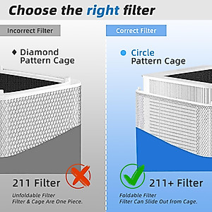 Reinlichkeit 211+ Replacement Filter, Compatible with Blueair Blue Pure 211+ Air Purifier, Foldable Particle and Activated Carbon Filter,2 Pack
