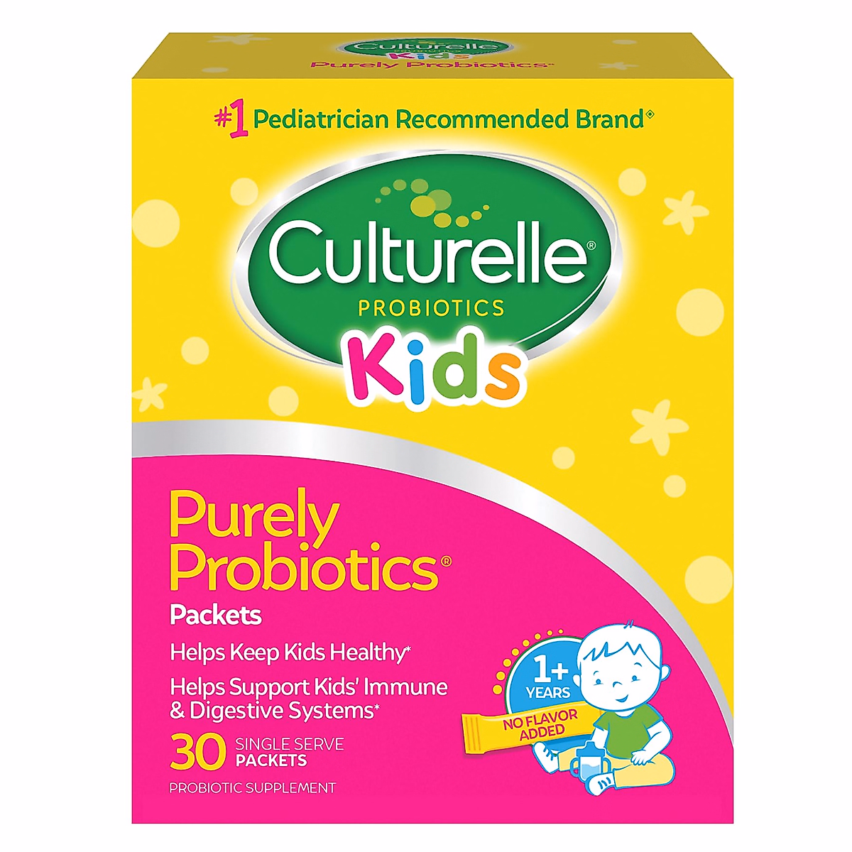 Culturelle Kids Daily Probiotic Supplement - Helps Support a Healthy Immune & Digestive System* - #1 Pediatrician Recommended Brand - For Age 3+ - 30 Single Packets