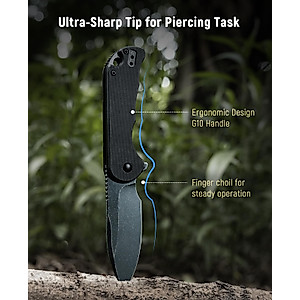 KEXMO Pocket Knife for Men - 2.99" D2 Blade G10 Handle Folding Pocket Knife with Clip - Small EDC Knife for Tactical Hunting Hiking Camping Survival Gift for Men Dad Women, Black