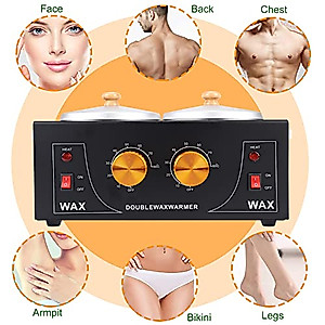 Double Wax Warmer Machine Professional Electric Wax Heater Pot for Hair Removal Paraffin Wax Machine Waxing Kit for Facial Body SPA Hair Removal