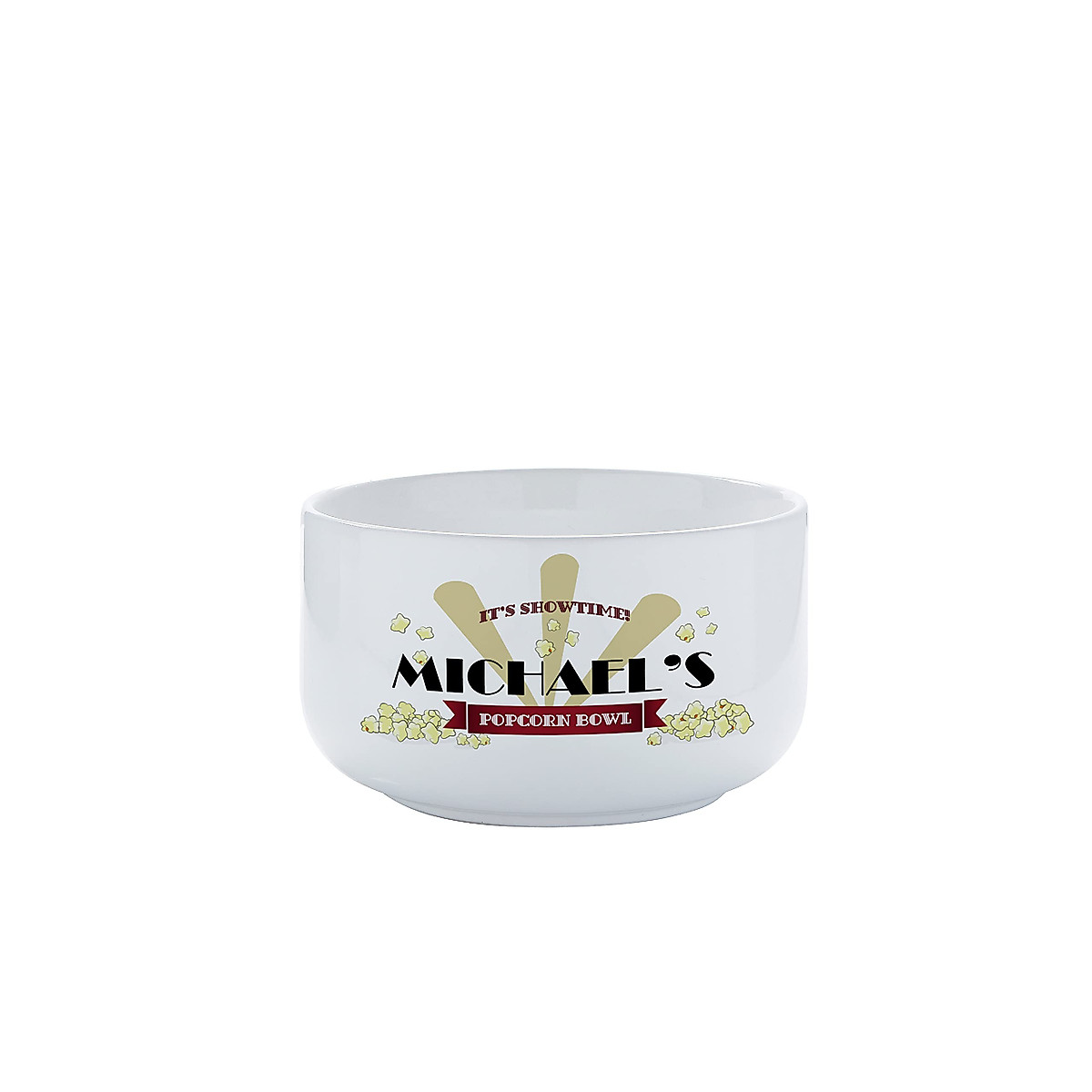 Personalization Universe Movie Night Snack Bowl - Customizable Ceramic Popcorn Bowl For Family Movie Nights, Small 14 Ounce Capacity, Dishwasher Safe