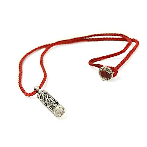 MIZZE Made for Luck Women's Traveler's Prayer in Sterling Silver Mezuzah Prayer Box on Red Knitted Necklace