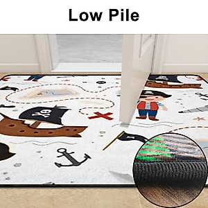 Area Rug Seamless Pattern Cute Kid boy Pirate Cartoon Child Holding Sword Entryway Runner Rug Washable Carpet Accent Home Decor Indoor Floor Mat for Living Room Boys Bedroom