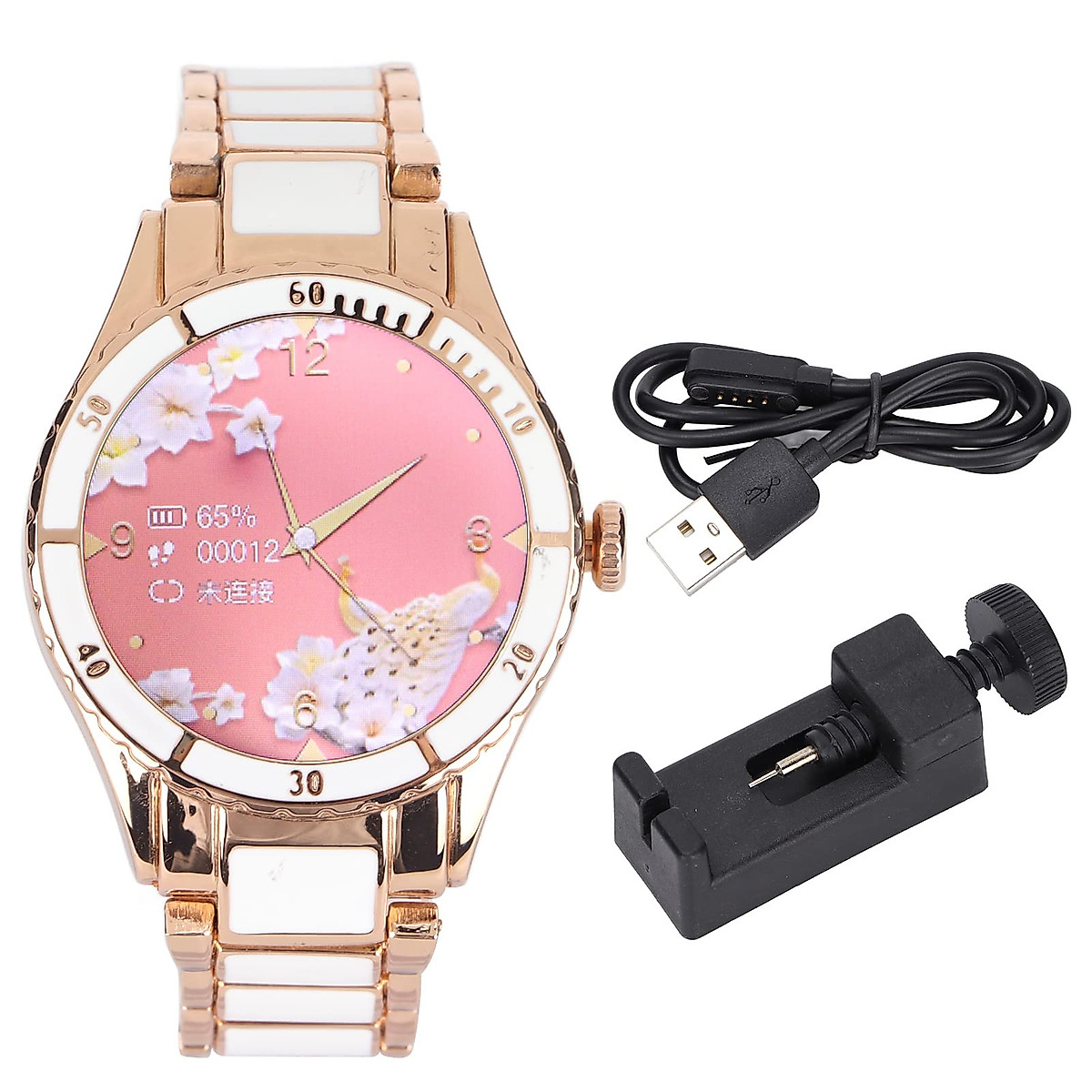 FastUU Z73 Women Smart Watch, 1.09 Inch Ladies Smartwatch Health Monitoring 200mAh Zinc Alloy Dual for Daily Wear