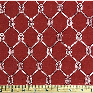 1 Yard - Square Knots Nautical Rope on Red Indoor/Outdoor Upholstery Fabric (Great for Upholstery, Valances, Draperies, Craft Projects, Throw Pillows & More) 1 Yard x 54"