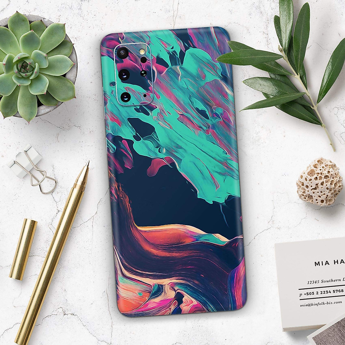 DesignSkinz Liquid Abstract Paint Remix V31 Protective Vinyl Decal Wrap Skin Cover Compatible with The Samsung Galaxy S20 (Screen Trim & Back Glass Skin)