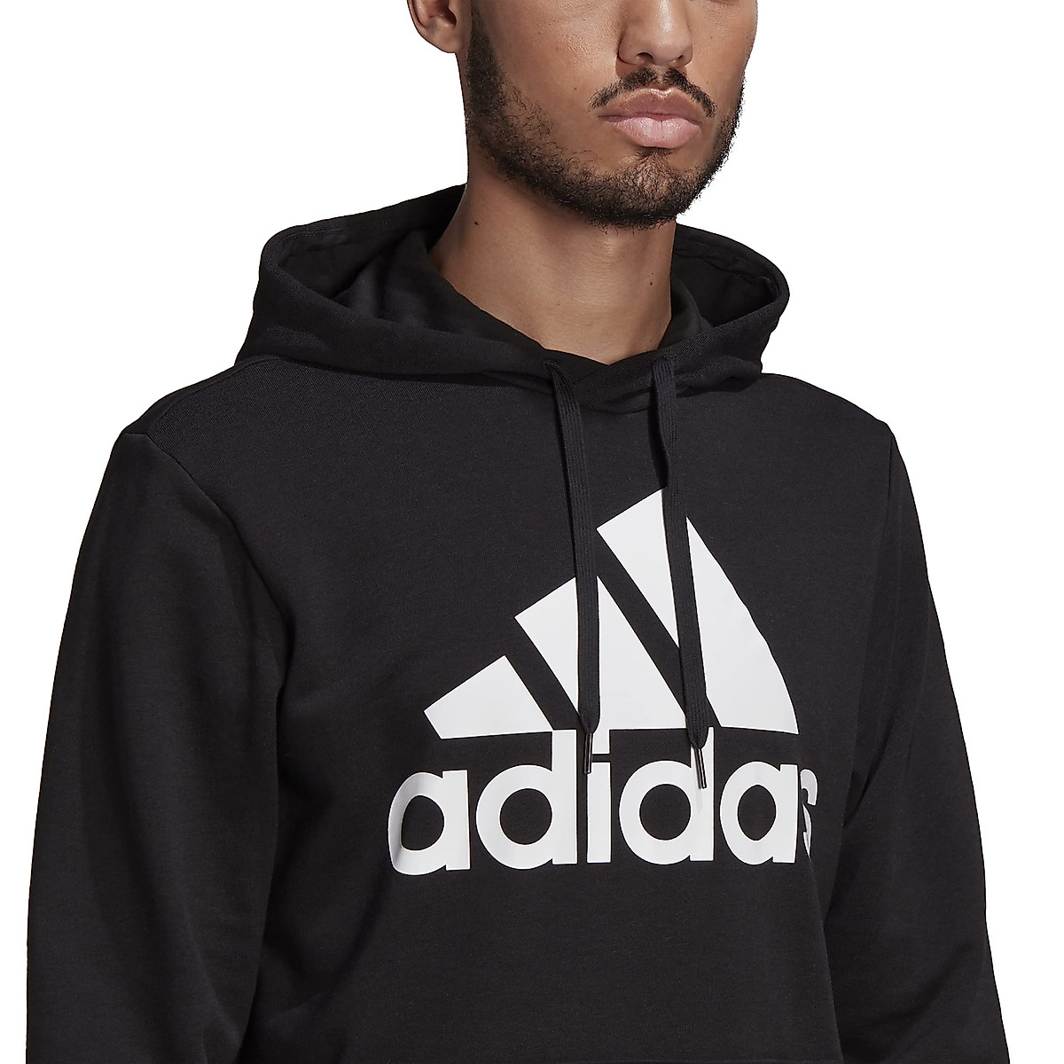 adidas Men's Essentials Big Logo Hoodie, Black/White, Medium