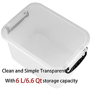 HOIGON 6 Pack 6.6 Quart Plastic Storage Bins with Lids and Latching Handle, Clear Plastic Storage Container Box for Organization and Storage