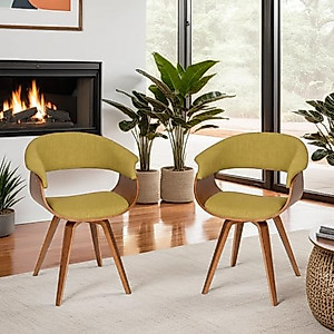 Armen Living Summer Chair in Green Fabric and Walnut Wood Finish 31" x 25" x 22"