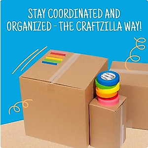 Craftzilla Colored Masking Tape – 6 Jumbo Rolls – 990 Feet x 1 Inch of Colorful Craft Tape – Vibrant Rainbow Color Teacher Tape, Great for Art, Lab, Labeling & Classroom Decorations