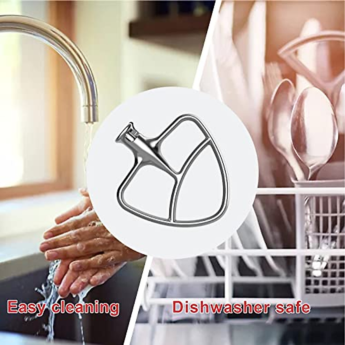 Stainless Steel Beaters for Kitchenaid Stand Mixer, 4.5-5Qt Tilt-Head Paddle Attachment for Kitchenaid Mixer, Polished Flat Beater for KitchenAid-Dishwasher Safe by Hozodo