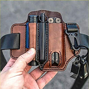 Dragon Honor Leather Sheath EDC Pocket Organizer - High Leather Quality (Brown)