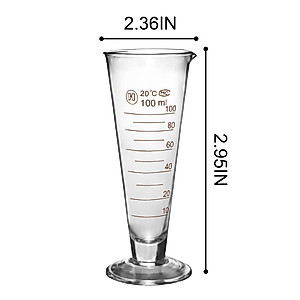 Professional Lab Graduated Measuring Cup with Spout 100ml Wide Mouth Glass Conical Beaker Thickened Borosilicate Beaker Heat Resistant (100ml) Transparent