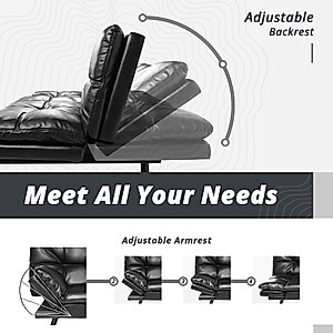 IULULU Futon Sofa Bed, Memory Foam Couch Sleeper Daybed Convertible Foldable Loveseat Faux Leather Sleeper Sofa