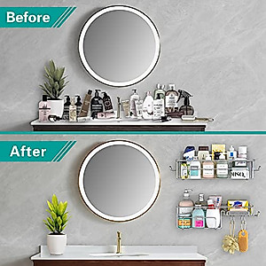 MIMIEYES Shower Caddy, 2 Pack Shower Caddy Bathroom Organizers, SUS 304 Stainless Steel Shower Shelf Inside Shower, Adhesive Wall Hanging Storage Organizer Shower Basket Kitchen Spice Rack