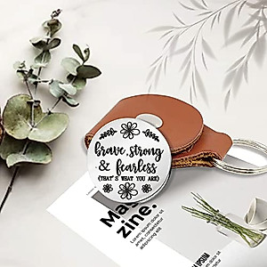 Brave Strong Frarless Motivational Pocket Hug Token Gift, Long Distance Relationship Keepsake Stainless Steel Double Sided Pocket Hug Token Gift for Friends Sisters BFF Daughter