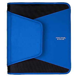 Five Star 1-1/2 Inch Zipper Binder, 3 Ring Binder, 3-Pocket Expanding File, Durable, Color Selected For You (28012)