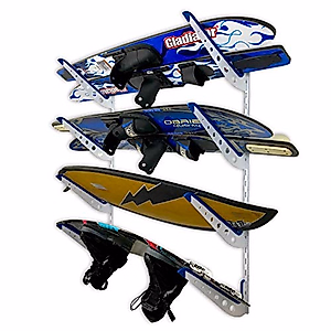 StoreYourBoard Adjustable Water Ski Wall Storage Rack, Holds 4 Sets of Skis, Garage Home Boathouse Organizer