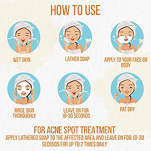 Natural Turmeric Soap Bar for Face & Body – Turmeric Skin Brightening Soap for Dark Spots, Intimate Areas, Underarms – Turmeric Face Wash Reduces Acne, Fades Scars & Cleanses Skin – 5oz Turmeric Bar