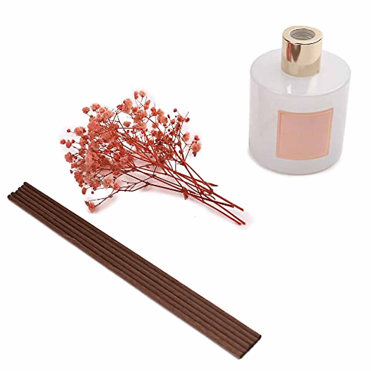 Cocorrína Premium Reed Diffuser Set with Preserved Baby's Breath & Cotton Stick Sandalwood Rose | 6.7oz Scent Fragrance Oil Diffuser for Bedroom Bathroom Living Room Home Décor