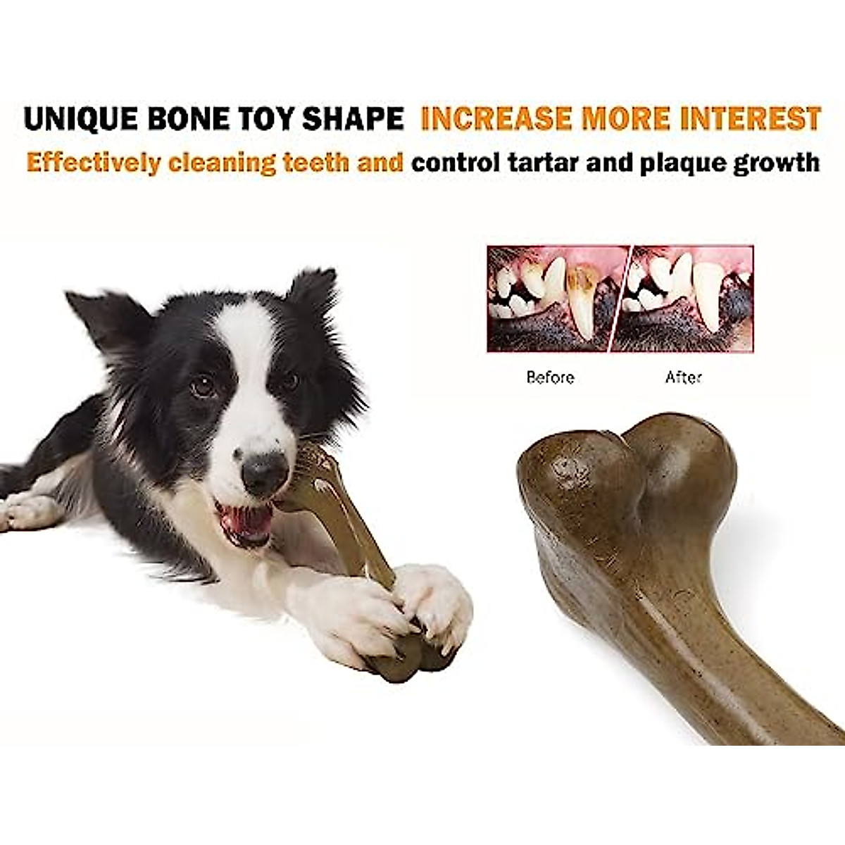 UXVA Dog Toys for Aggressive Chewers, Indestructible Dog Toys, Nylon Dog Bones, Durable Tough Puppy Teething Toys, Interactive Dog Toys for Medium Large Small Breed, Lifetime Replacement, Beef Flavor