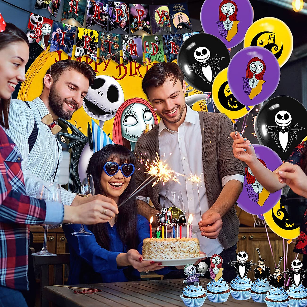 Birthday Party Supplies, 5×3ft Party Backdrop Decorations Set Includes Happy Birthday Banners, Balloons,Backdrop, Cake Toppers and Cupcake Toppers for Kids Gifts Birthday Party