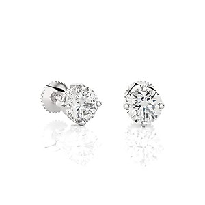 1 1/2 Carat Diamond Round Stud Earrings for Women in 14k White Gold (I-J, SI2-I1, cttw) 4-Prong Setting and Screw Back by Privosa Fine Jewelry